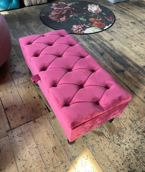 Pink storage ottoman bench store