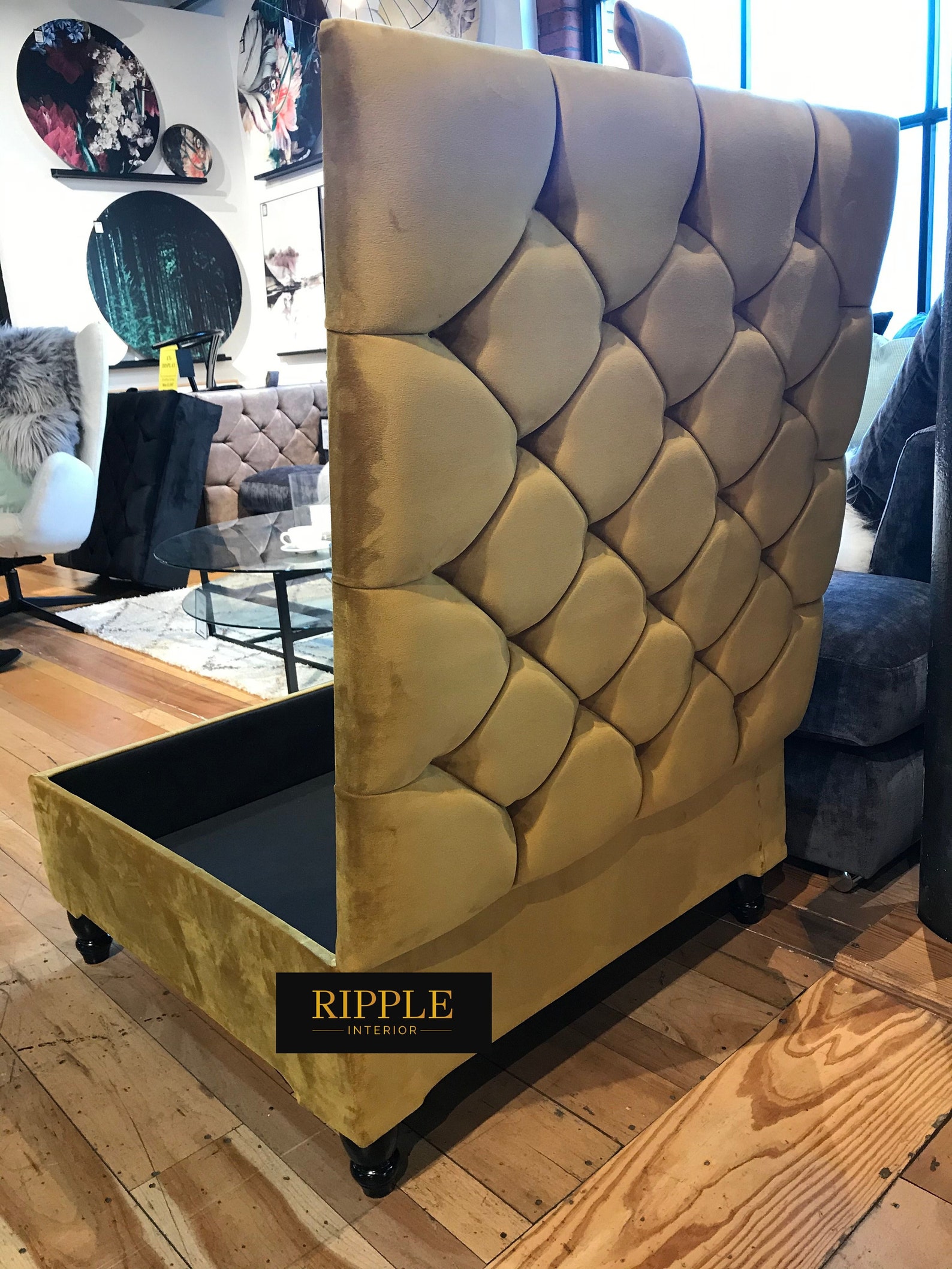 Storage Table Footstool Upholstered in a Beautiful GOLD - Etsy