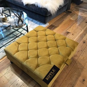 Storage Table Footstool Upholstered in a Beautiful GOLD Natural Fabric ...