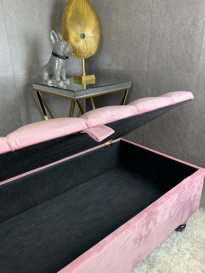 PINK Ottoman Storage Table Bench Handmade in Soft Velvet - Etsy