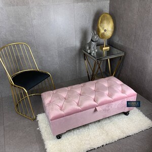 PINK Ottoman Storage Table Bench, Handmade in Soft Velvet Upholstery ...