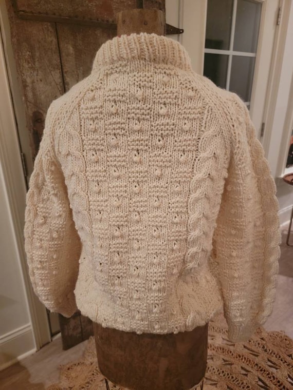 Vintage Aran Cable Knit Wool Sweater - Gem
