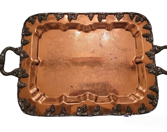Silver on Copper Serving Tray - Etsy
