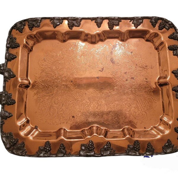 Silver on Copper Serving Tray - Etsy