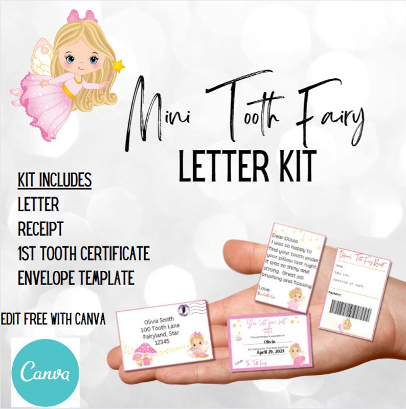 EDITABLE Mini Tooth Fairy Letter Kit Envelopetooth Fairy - Etsy