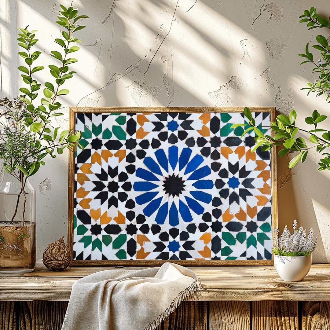Moroccan Zellige Tile Art – Handmade Geometric Mosaic Wall Decor, Traditional Islamic Pattern - Etsy
