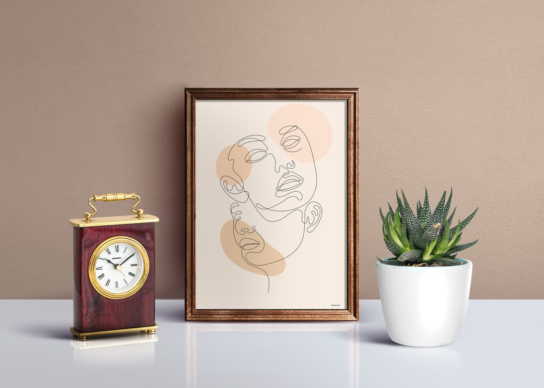 Draw Line Art Masterpiece Two Faces Line Wall Art Minimalist - Etsy