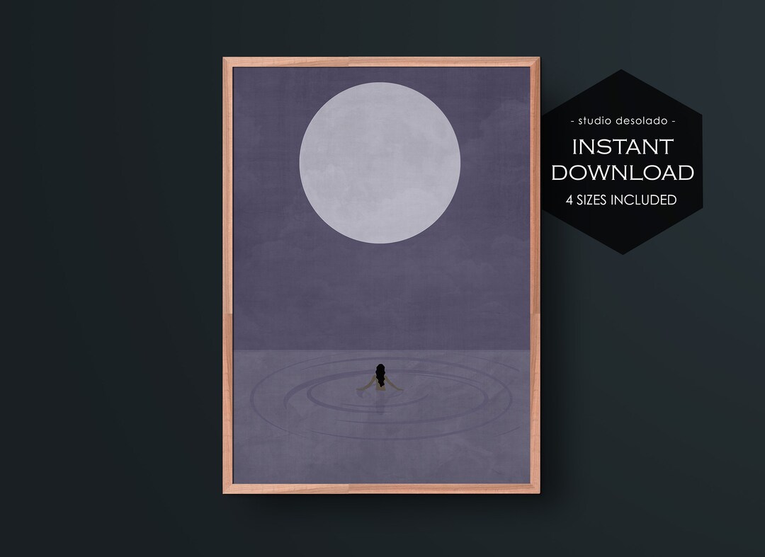 Full Moon Wall Art POC Witch Wall Art Dark Aesthetic Decor Mystical Art ...