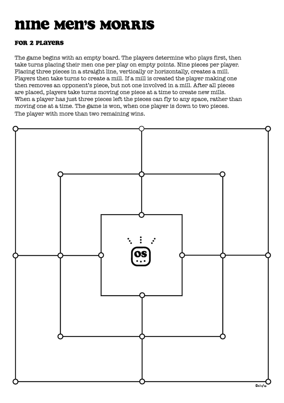 Nine Men's Morris - Print and Play Downloadable Game - Etsy