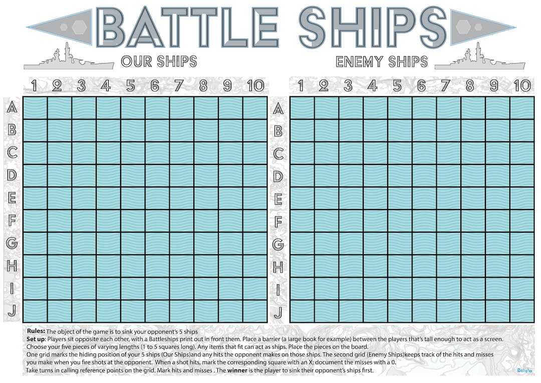 Battleships Printable Tabletop Game - Etsy
