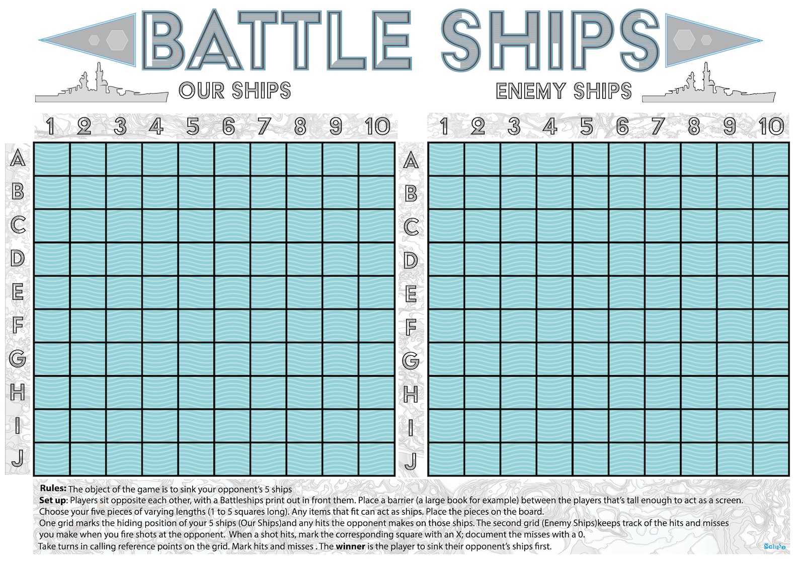 Battleships Printable Tabletop Game - Etsy