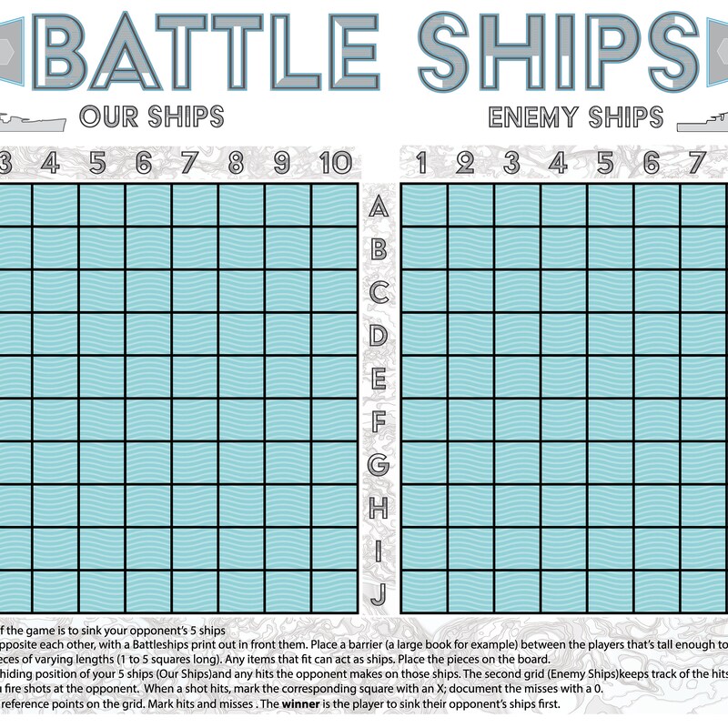 Printable Battleship Game - Etsy