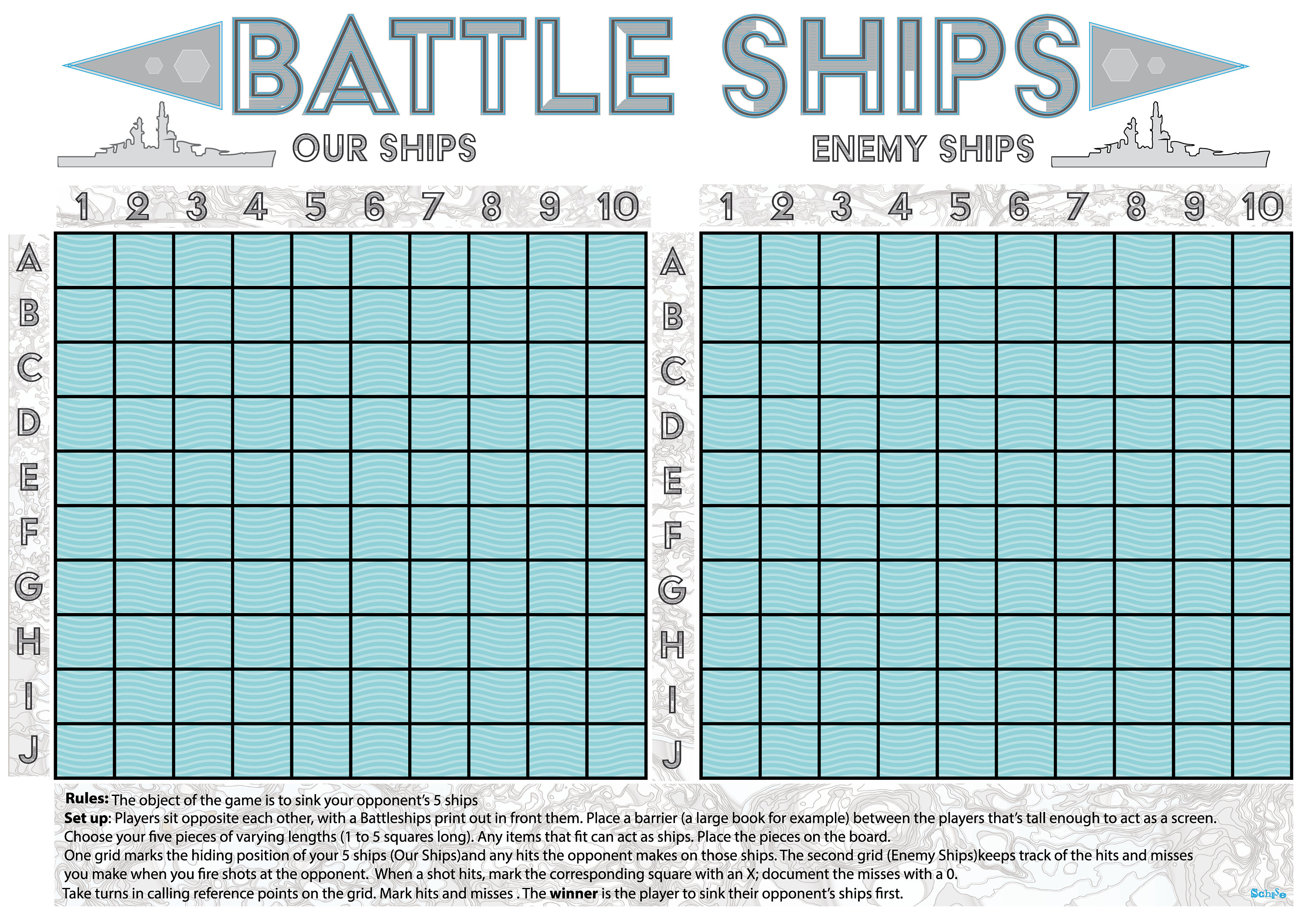 Battleships Printable Tabletop Game - Etsy