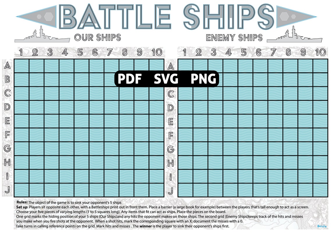 Battleships Printable Tabletop Game - Etsy