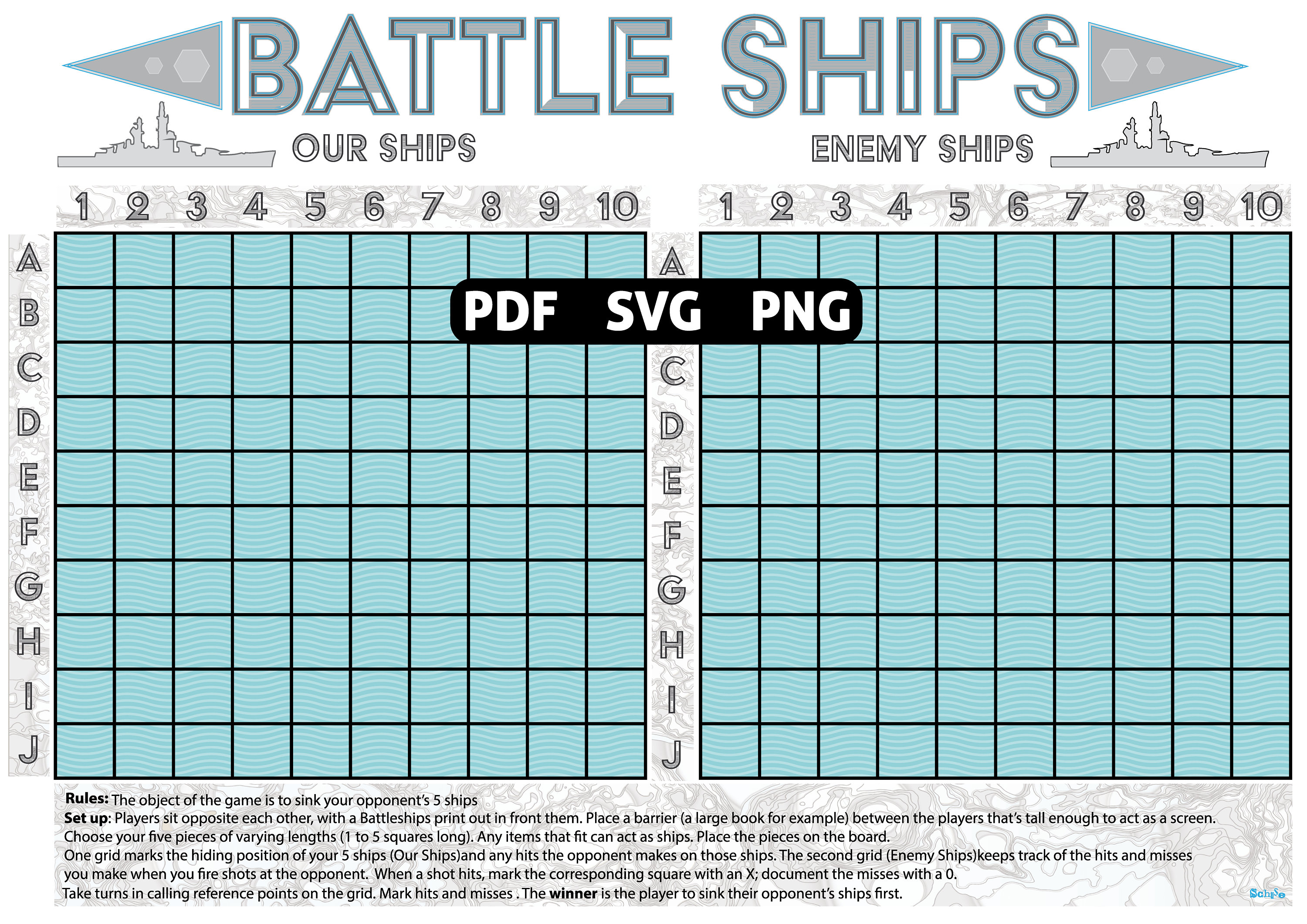 Battleships Printable Tabletop Game - Etsy