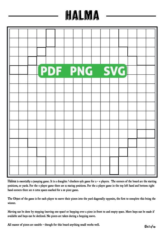 Halma Downloadable Printable Classic Game Board - Etsy