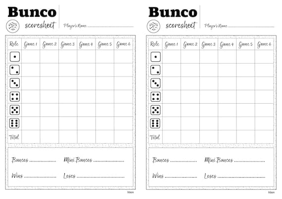 Bunco Printable Downloadable A4 Scoresheet - Etsy