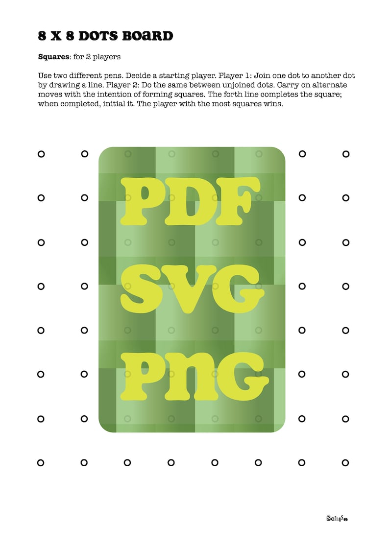8 X 8 Dots Board Download, Printable 2 Player Game - Etsy