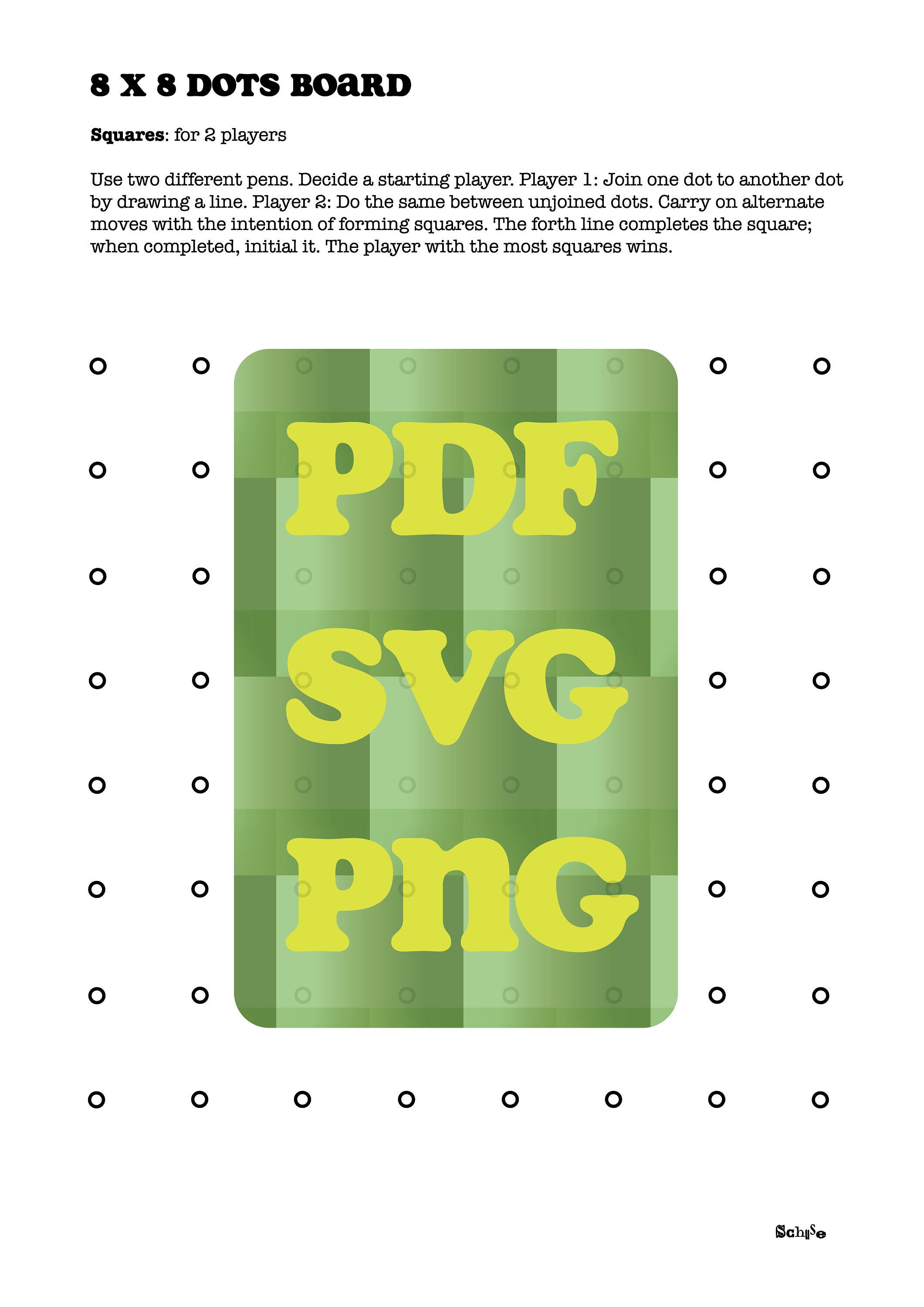 8 X 8 Dots Board Download, Printable 2 Player Game - Etsy