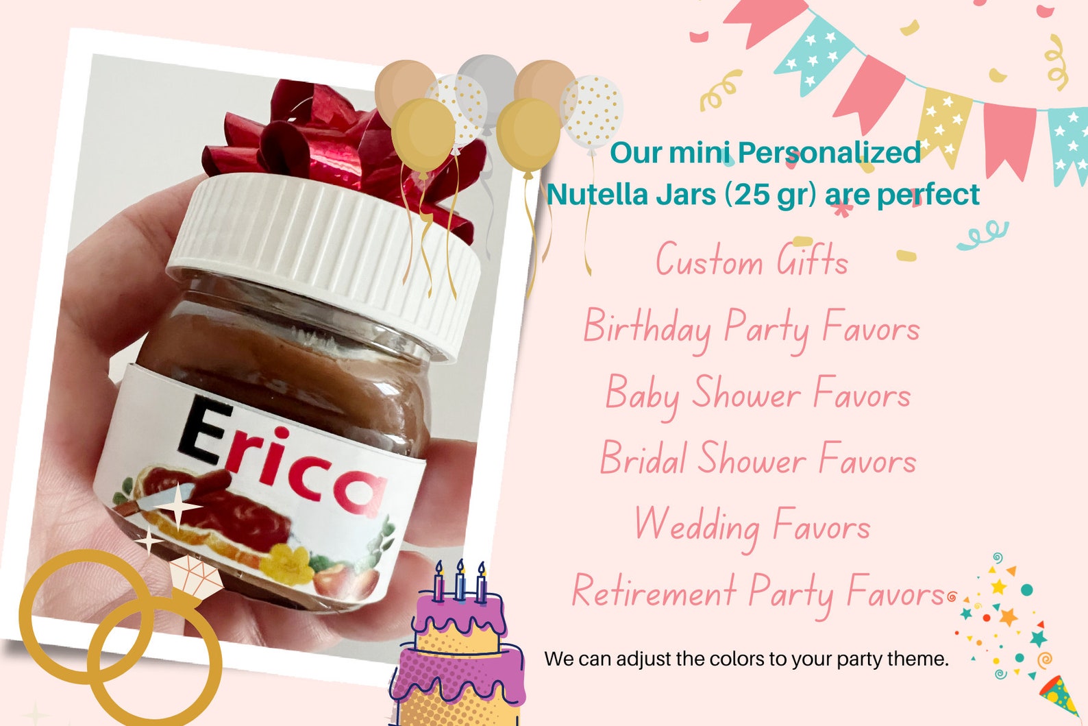 Custom Birthday Party Favors Mini Nutella Favors - Etsy