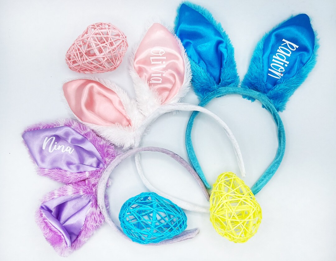 Easter Bunny Ears Headband • Personalized Bunny Ears Headband • Girl ...