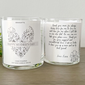 Personalized Mother's Day Candle • Custom Message Mother's Day Candle ...