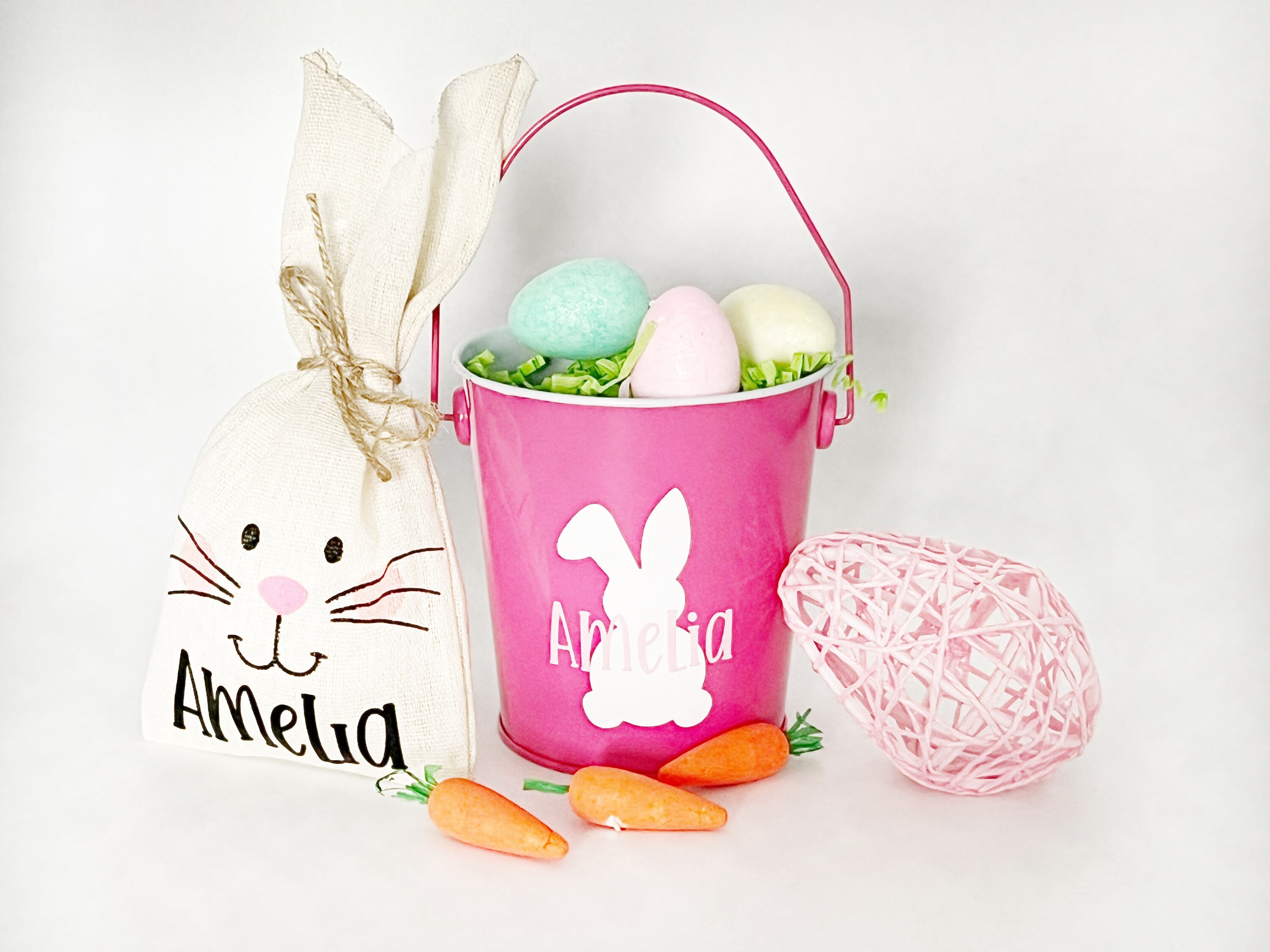 Custom Easter Bucket • Easter Bunny Personalized Mini Treat Bucket ...