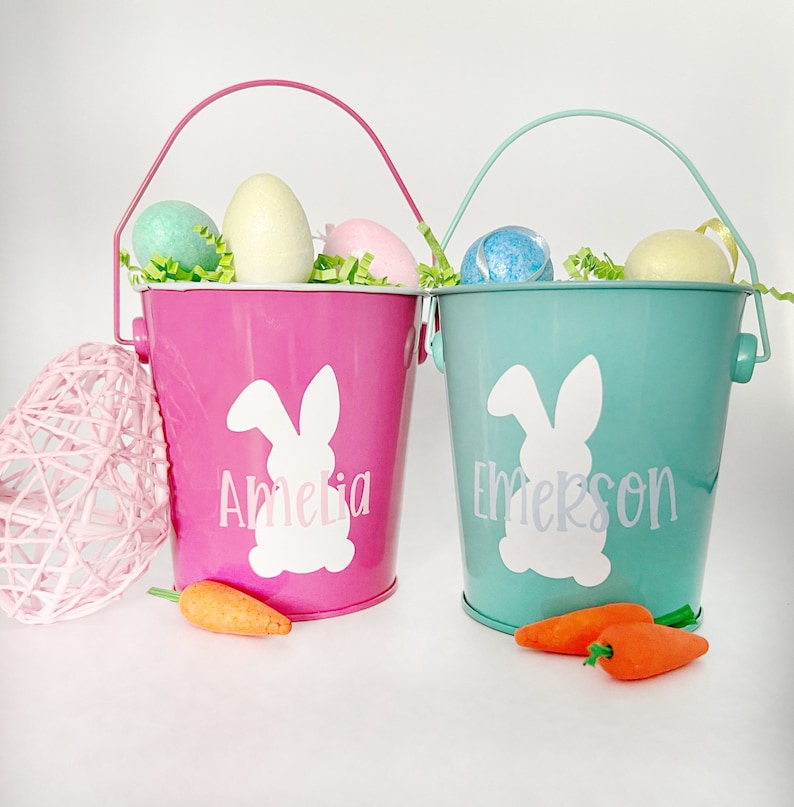 Custom Easter Bucket • Easter Bunny Personalized Mini Treat Bucket ...