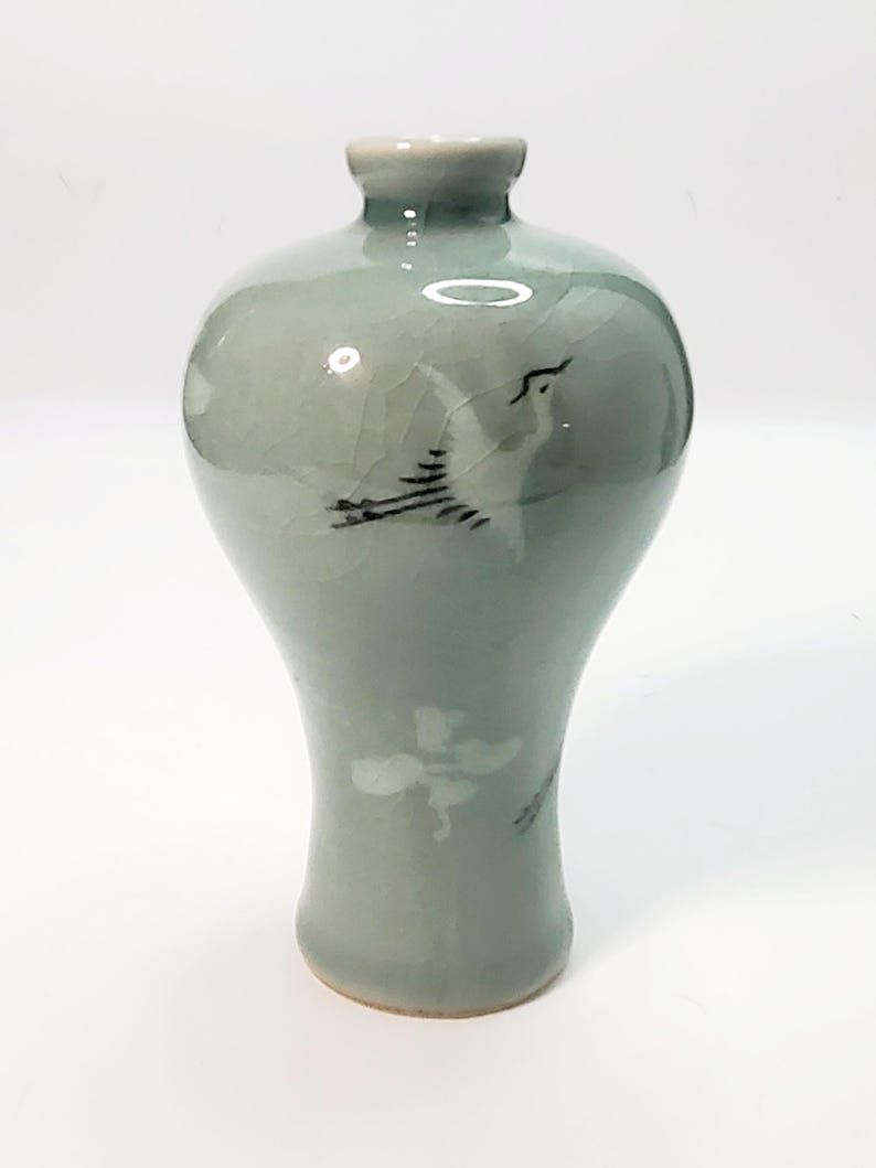 Korean Koryo Cheong-ja Celadon Miniature Mae-byeong Vase and a Ju ...