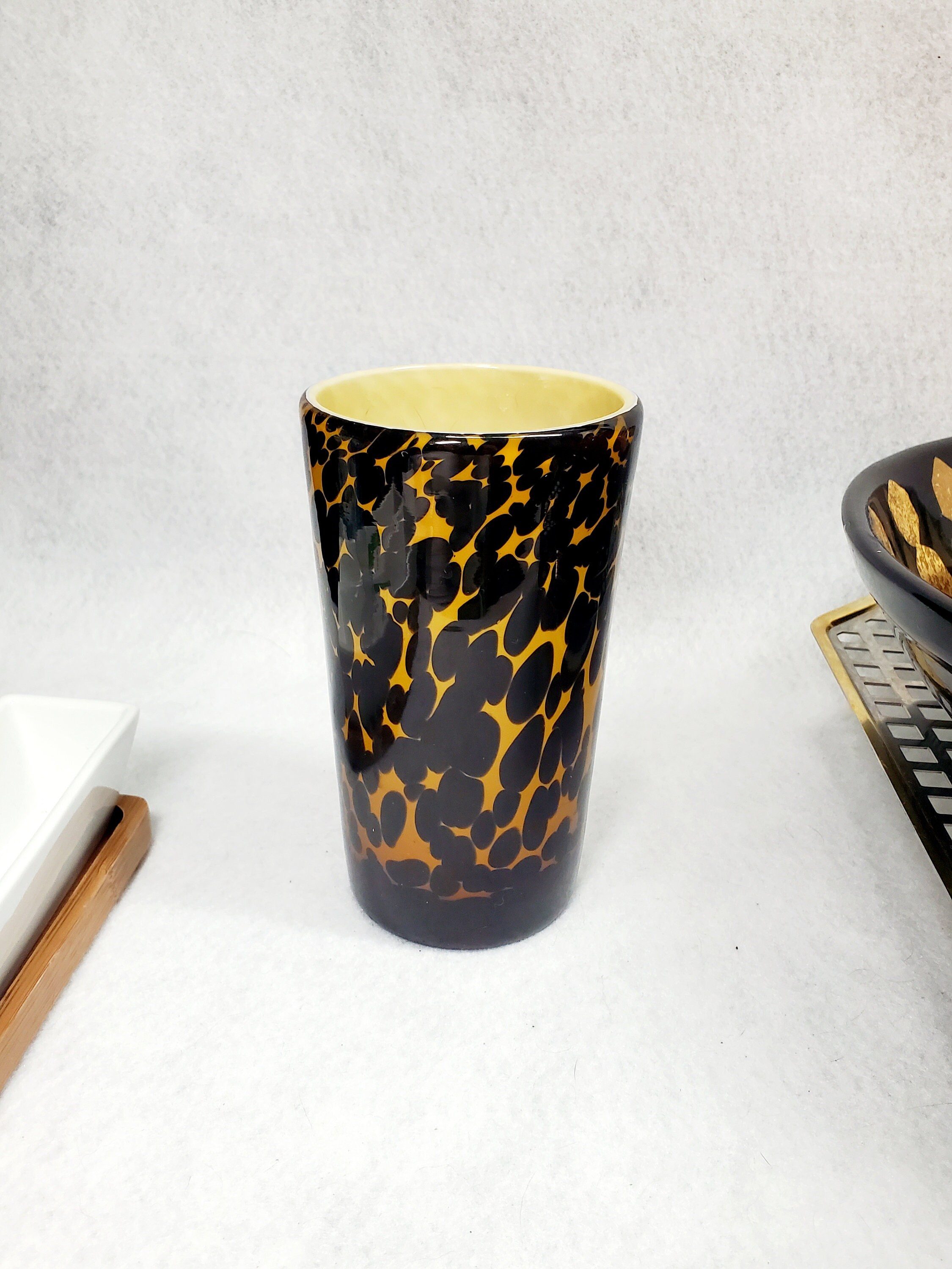 Vintage Tortoise Shell Art Glass Bathroom Accessories - Etsy