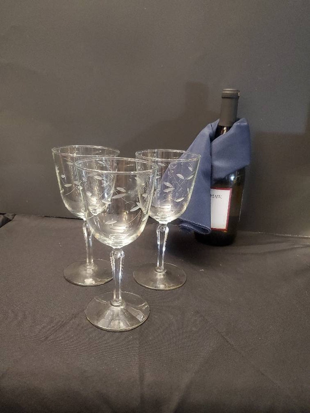 Libbey-rock Sharpe Crystal Windswept Pattern Water Goblet - Set of ...