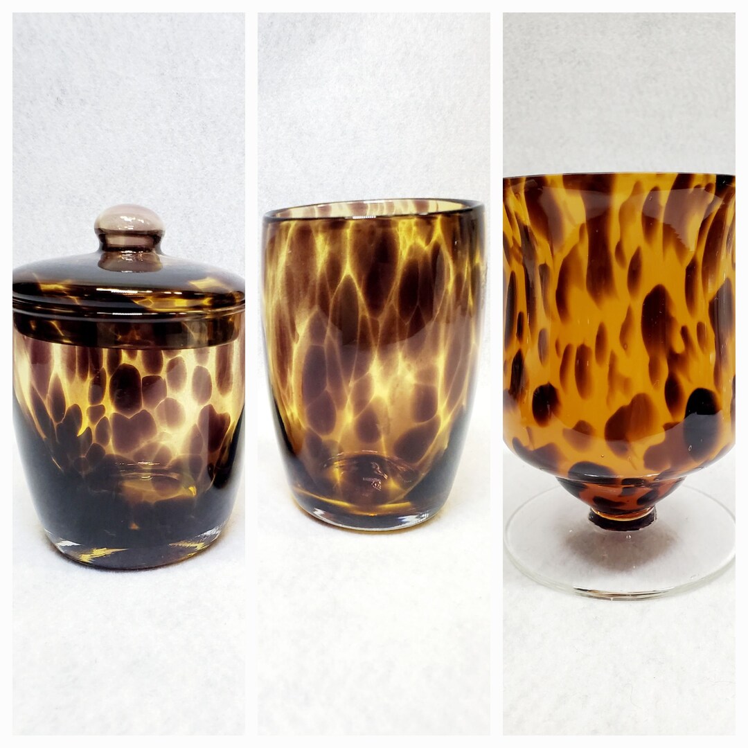 Vintage Tortoise Shell Art Glass Bathroom Accessories - Etsy