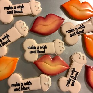 Naughty Penis and Lip Birthday Sugar Cookies, Adult Party Cookies - Etsy