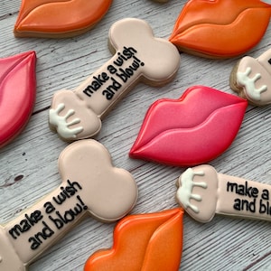 Naughty Penis and Lip Birthday Sugar Cookies, Adult Party Cookies - Etsy