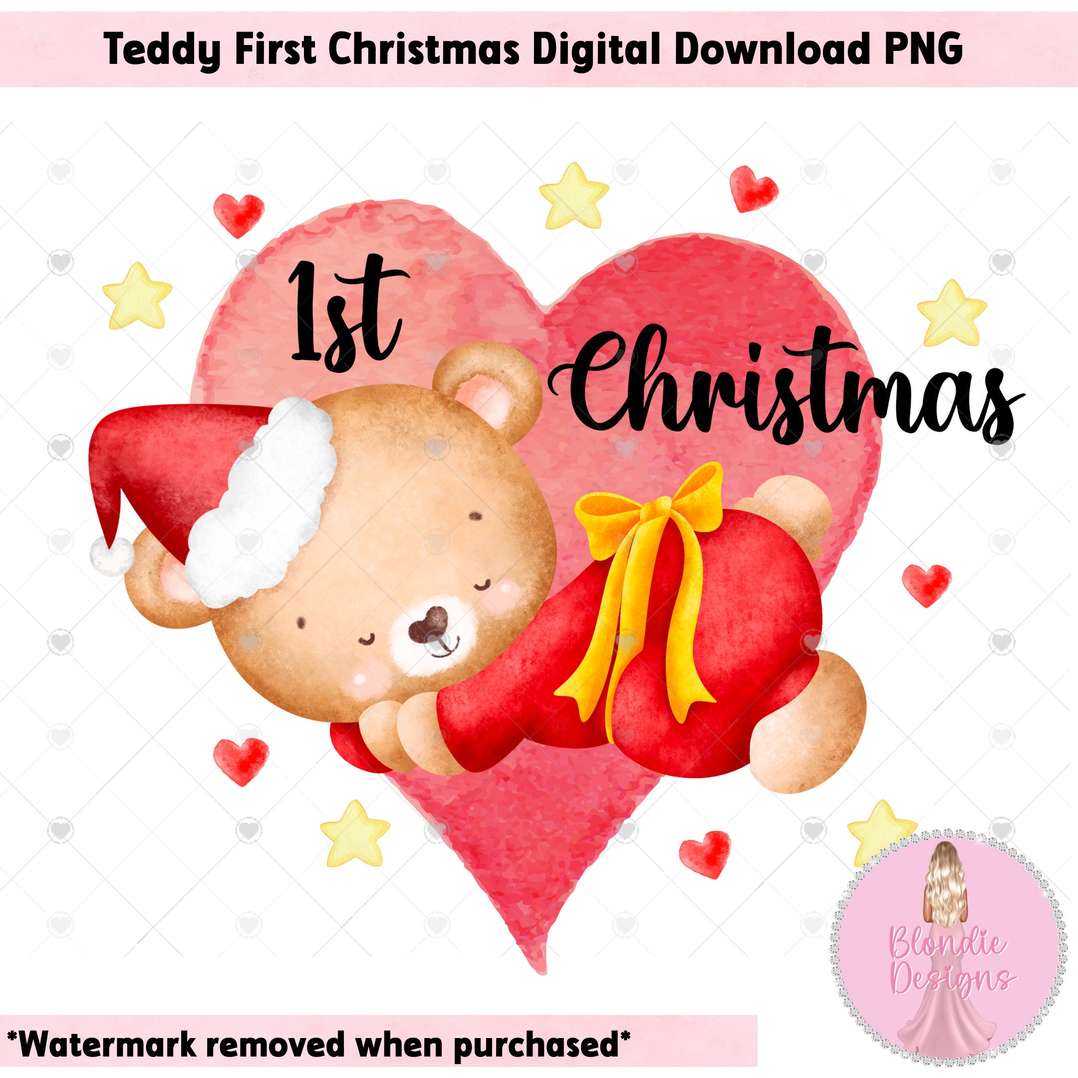 Teddy Bear PNG, First Christmas PNG, Instant Digital Download ...