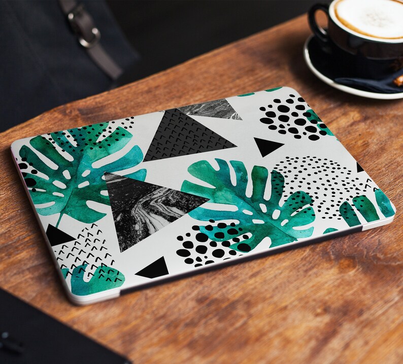 Geometric Laptop Skin Sticker Leaves Notebook Vinyl Decal Dell - Etsy