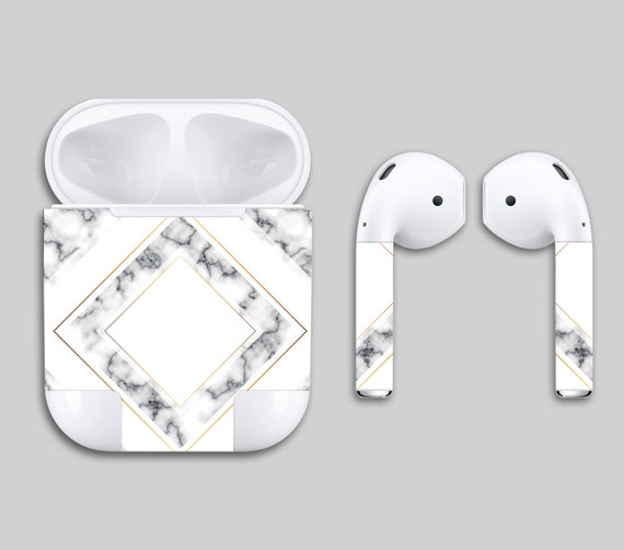 White Marble Airpod Skin Wrap Apple Air Pod 1 2 Decal Gold | Etsy