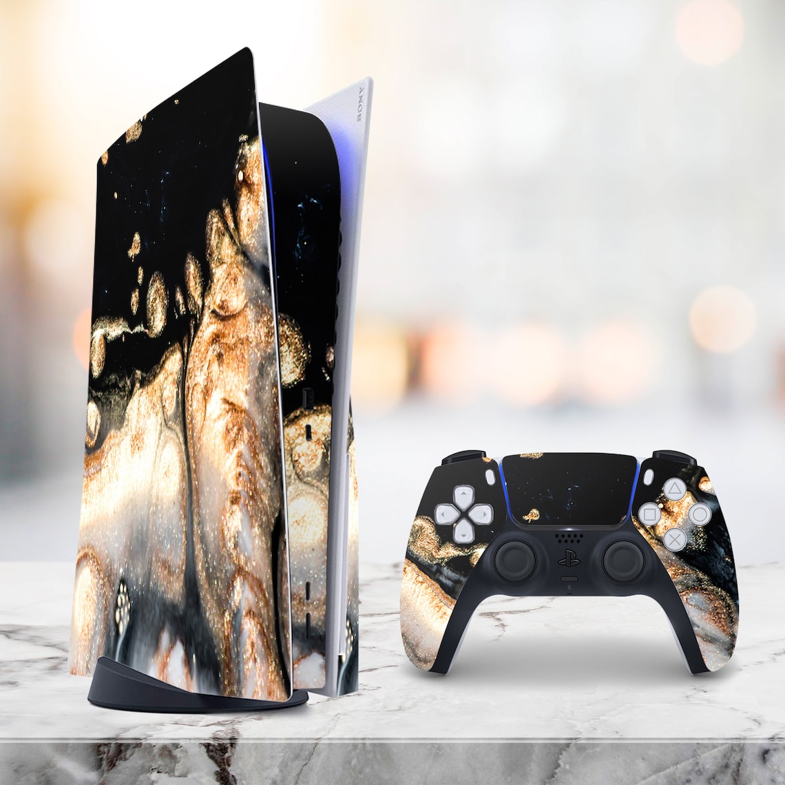 PS5 Gold Black Skin PS4 Liquid Acrylic Marble Skin PS4 Fat - Etsy