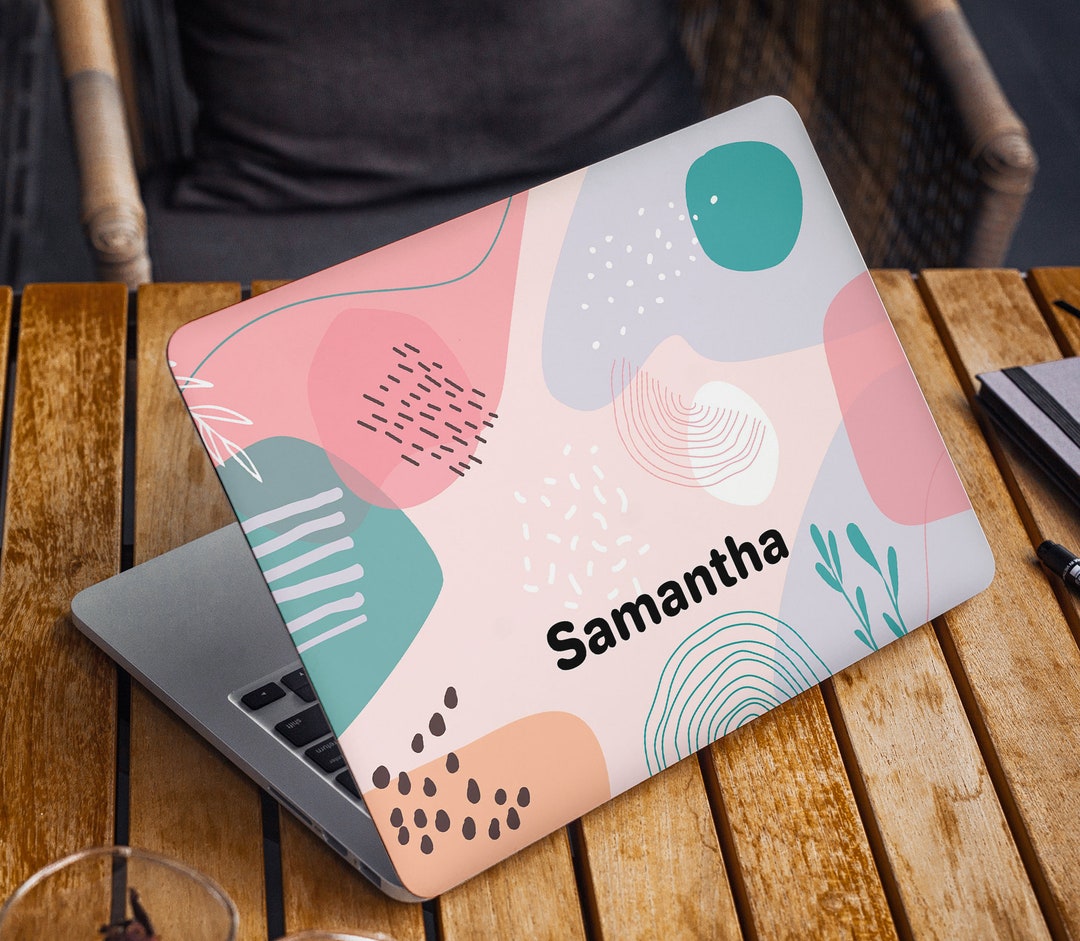 Geometric Pink Blue Laptop Skin Custom Name Initials Vinyl - Etsy