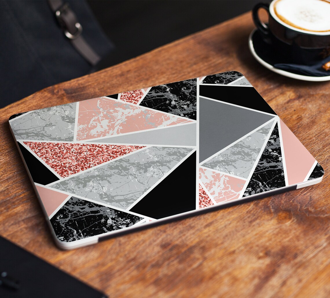 Colorfil Pink Marble Laptop Skin Gold Stripes Notebook Decal - Etsy UK