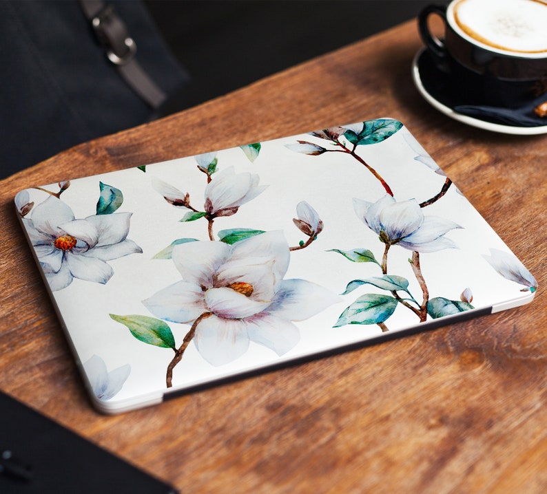 White Floral Laptop Skin Sticker Notebook Vinyl Decal Dell Hp | Etsy