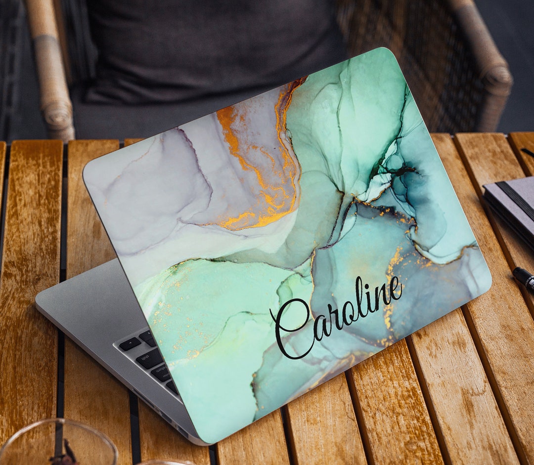 Colorful Marble Laptop Skin Custom Name Initials Vinyl Decal Dell Hp ...