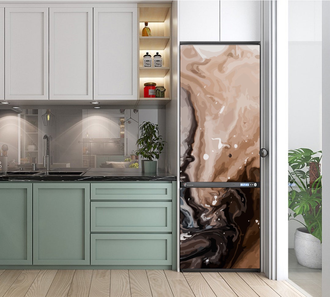 Fridge Skins Abstract Oil Vinyl Skin for Fridge Marble Refrigerator ...