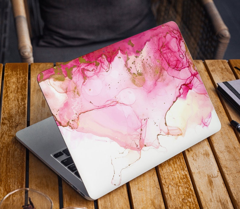 Purple Pink Gold Marble Laptop Skin Liquid Acrylic Oil Vinyl | Etsy
