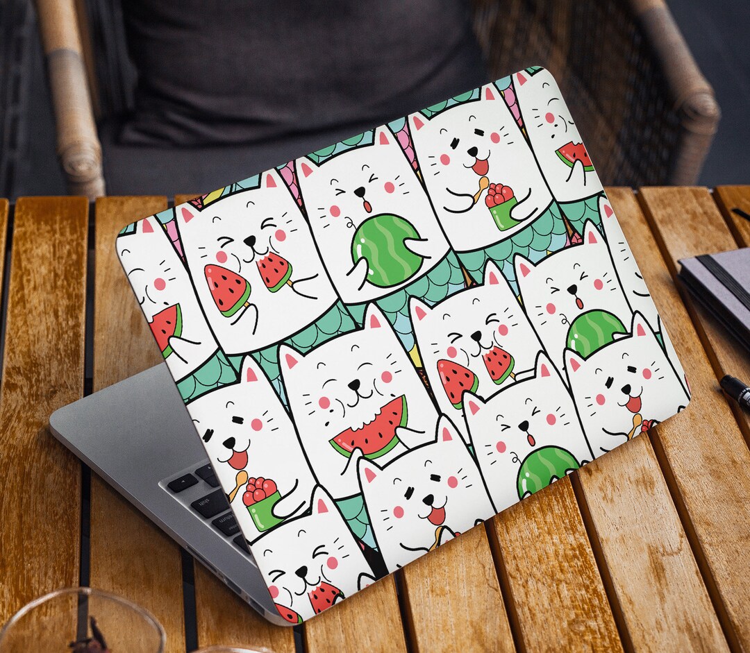 White Cat Laptop Skin Watermelon Notebook Vinyl Decal Dell Hp - Etsy