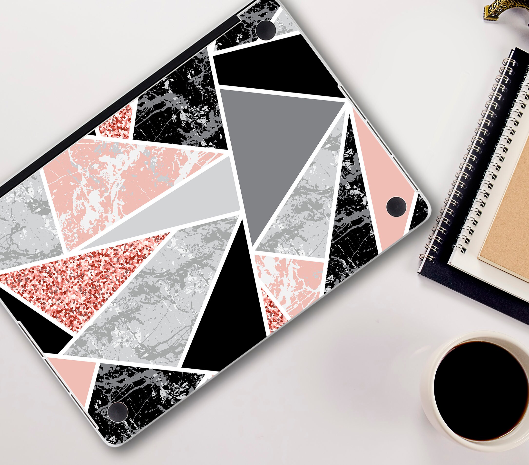 Colorfil Pink Marble Laptop Skin Gold Stripes Notebook Decal - Etsy UK