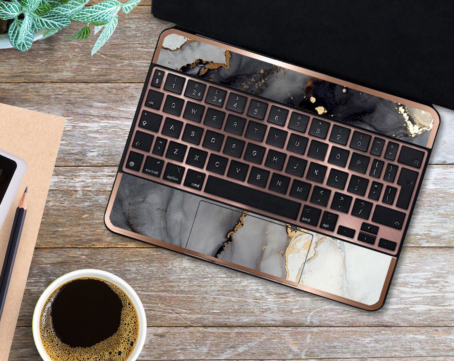 METALLIC Gold Black Oil Abstract Vinyl Skin Smart Keyboard | Etsy