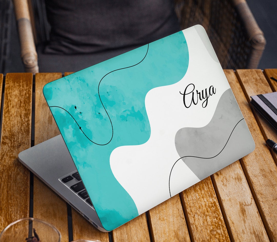 Geometric Blue Turquoise Laptop Skin Custom Name Initials - Etsy
