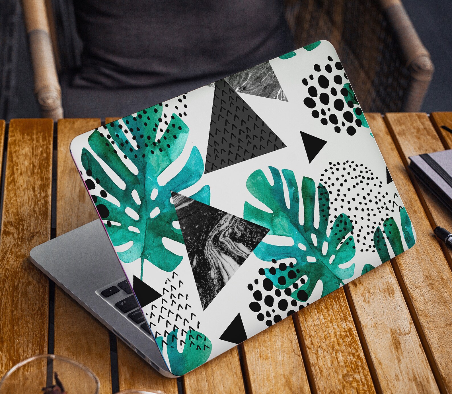 Geometric Laptop Skin Sticker Leaves Notebook Vinyl Decal Dell - Etsy