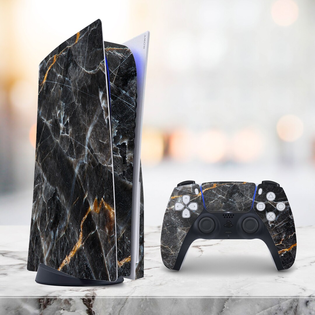 PS5 Slim Gold Black Marble Skin PS5 Pro Cracked Skin PS4 Fat Gamer Skin ...